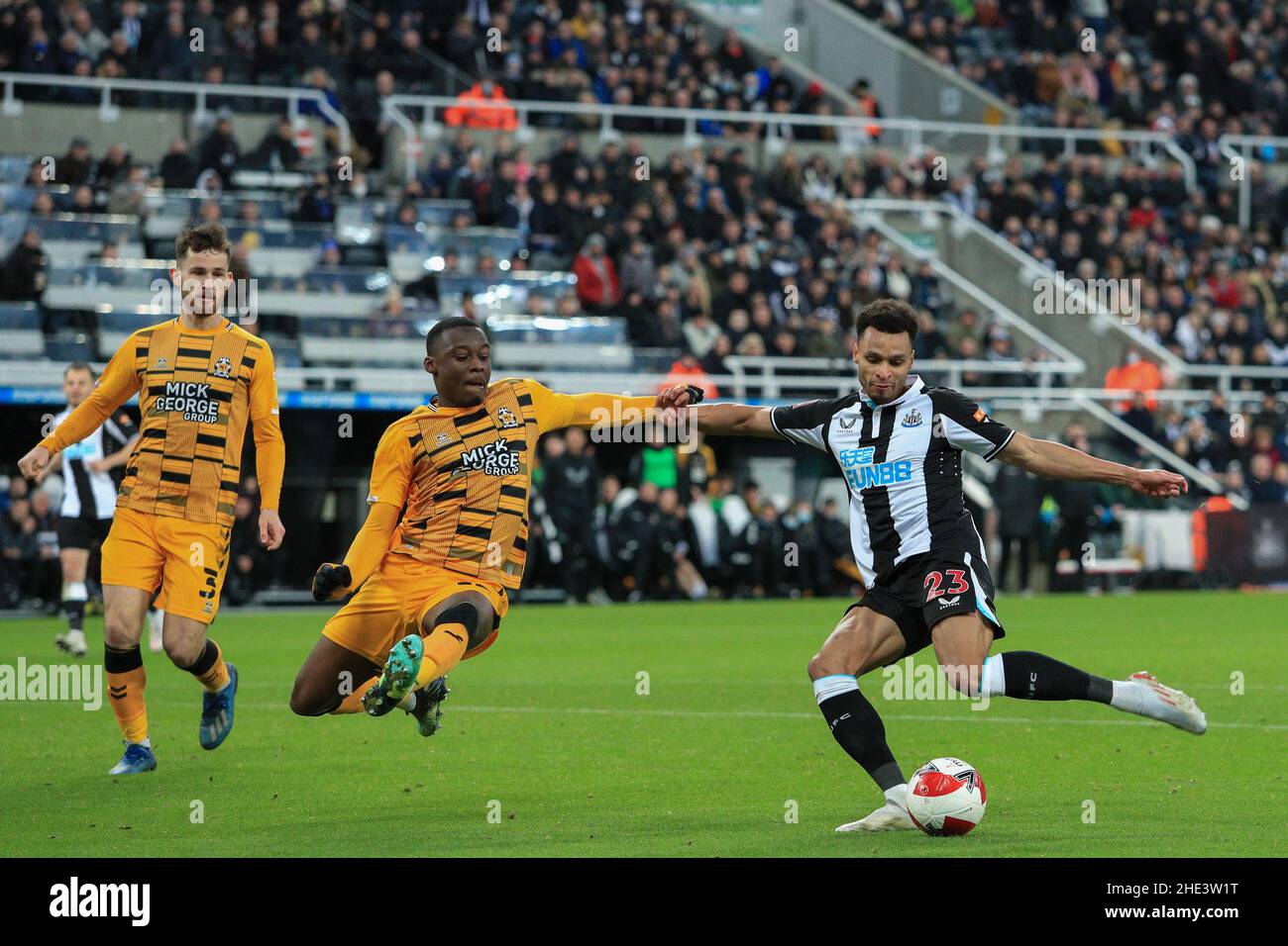 Jacob Murphy #23 of Newcastle United shoots at goal and scores but is ...