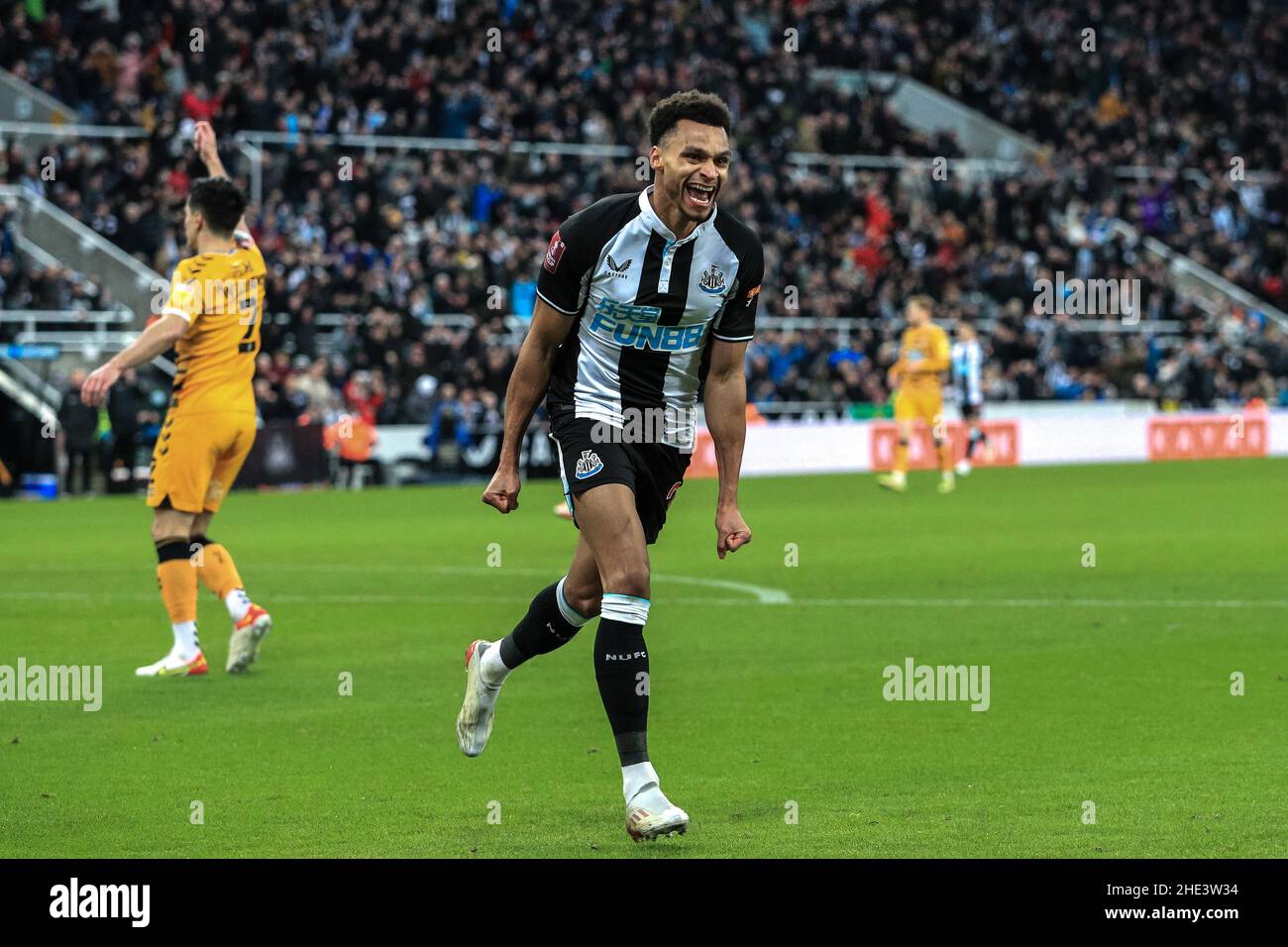 Jacob Murphy #23 of Newcastle United celebrates his goal but is cut ...