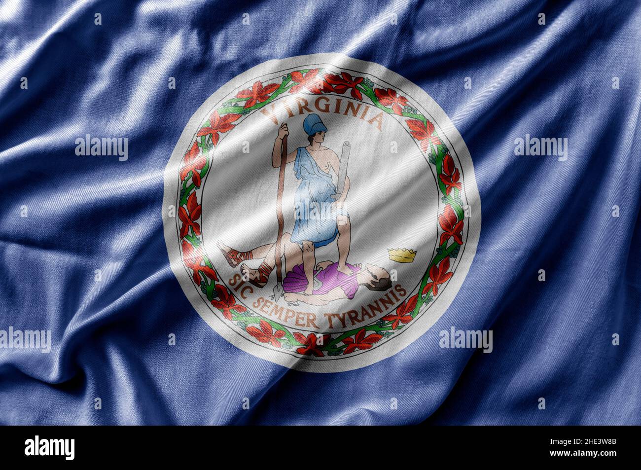 Waving detailed national US country state flag of Virginia Stock Photo ...