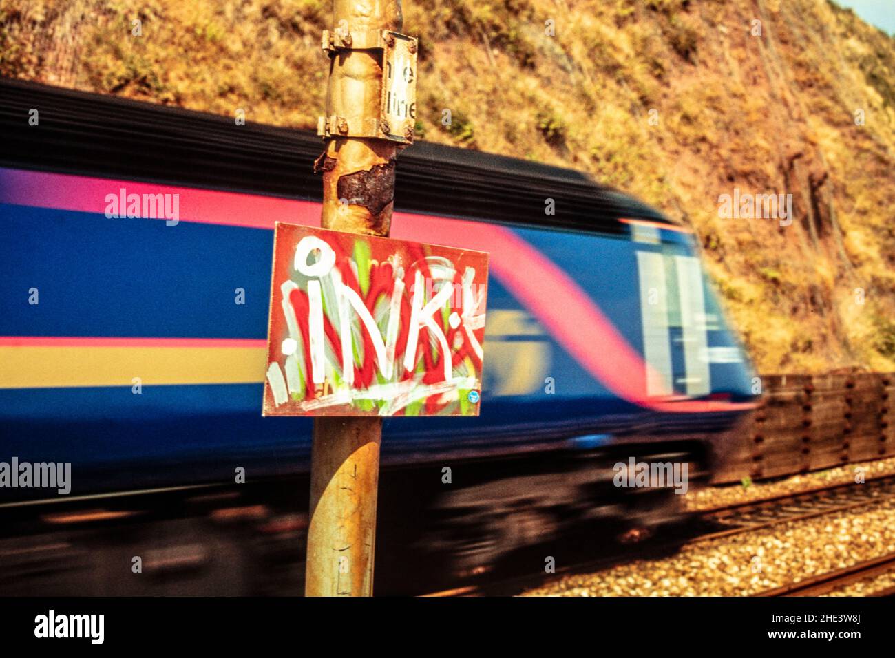 Speed and momentum illustrated by colourful English Inter-City train ...