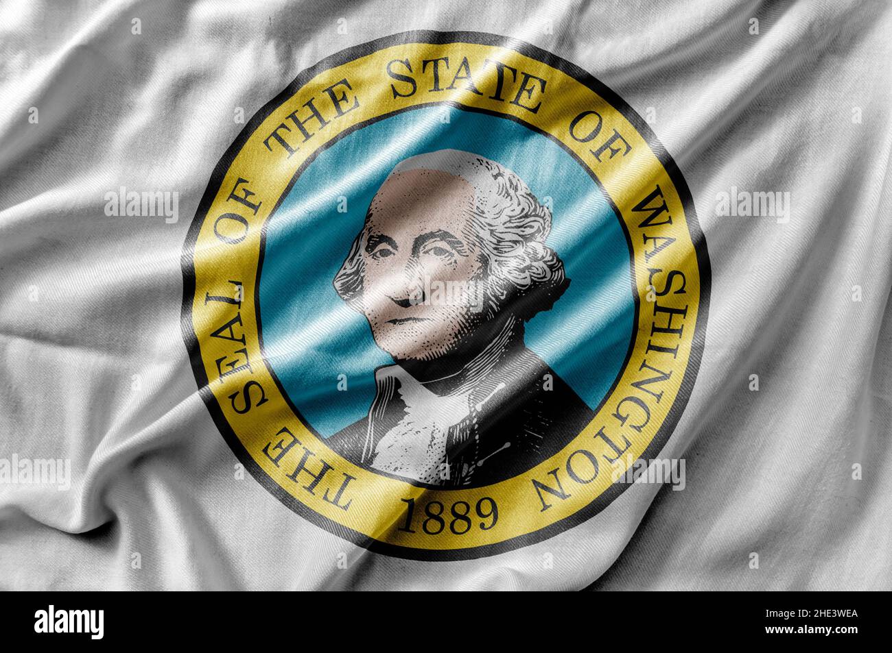 Waving detailed national US country state flag of Washington Seal Stock ...