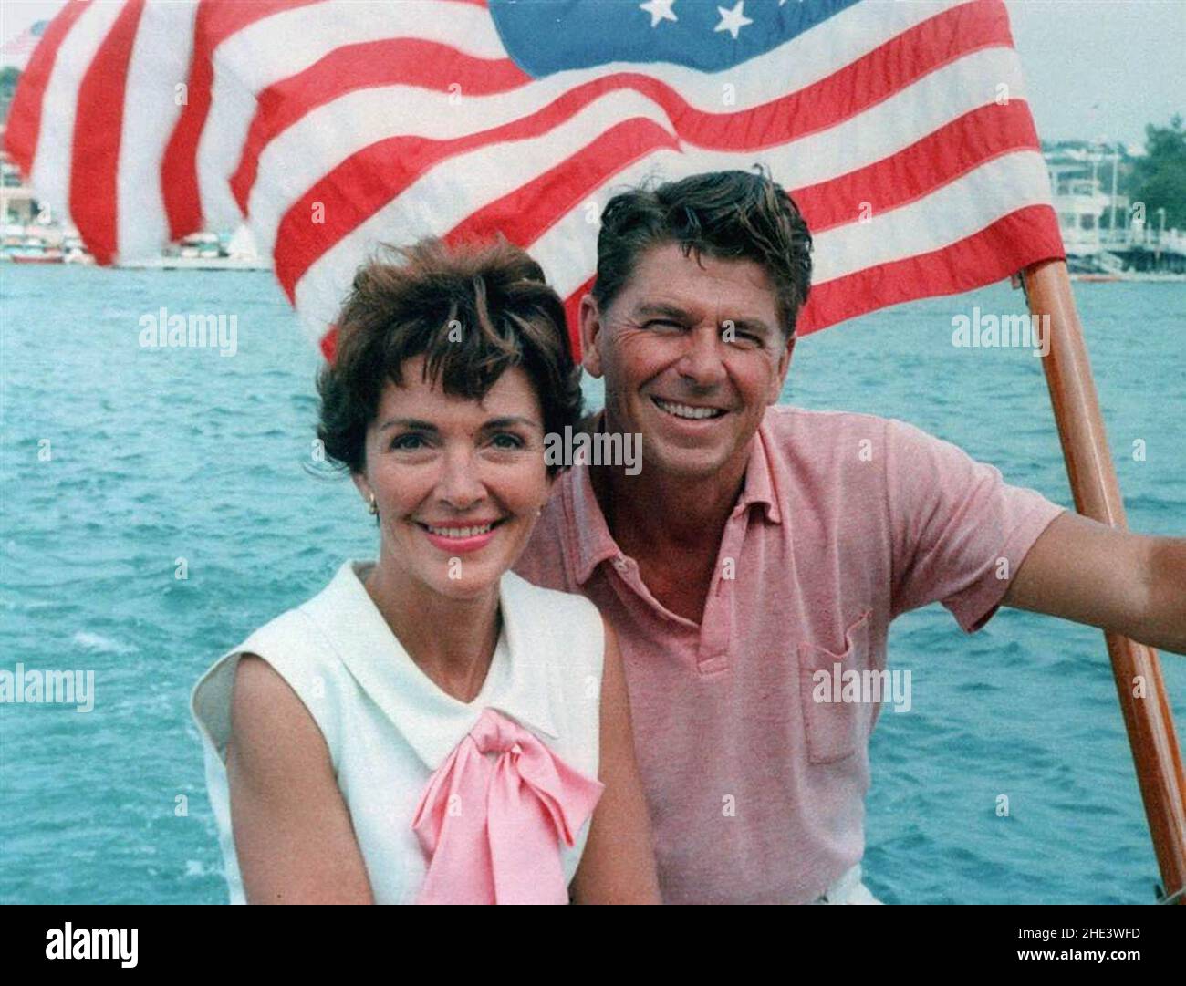 Ronald Reagan and Nancy Reagan aboard a boat in California 1964 Stock ...
