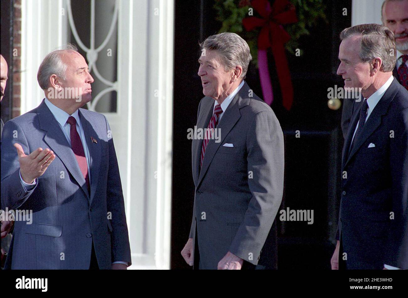 Ronald Reagan, George H. W. Bush, and Mikhail Gorbachev Stock Photo - Alamy