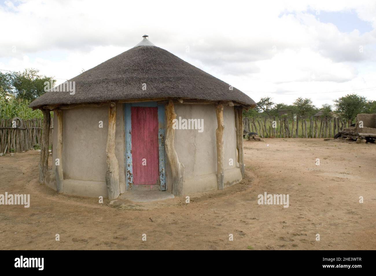 Rondavel house in Botswana Stock Photo - Alamy