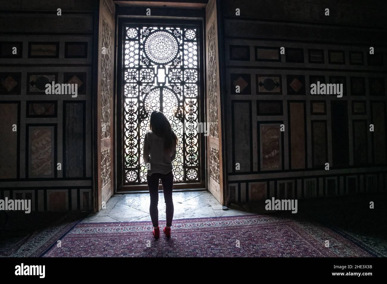 Beautiful ornate metal latticework that lets light into the mausoleum ...