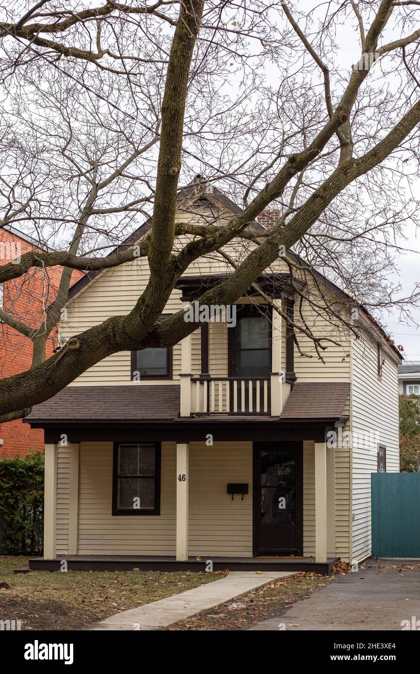 Ottawa, Canada - December 17, 2021: Two-story small residential house ...