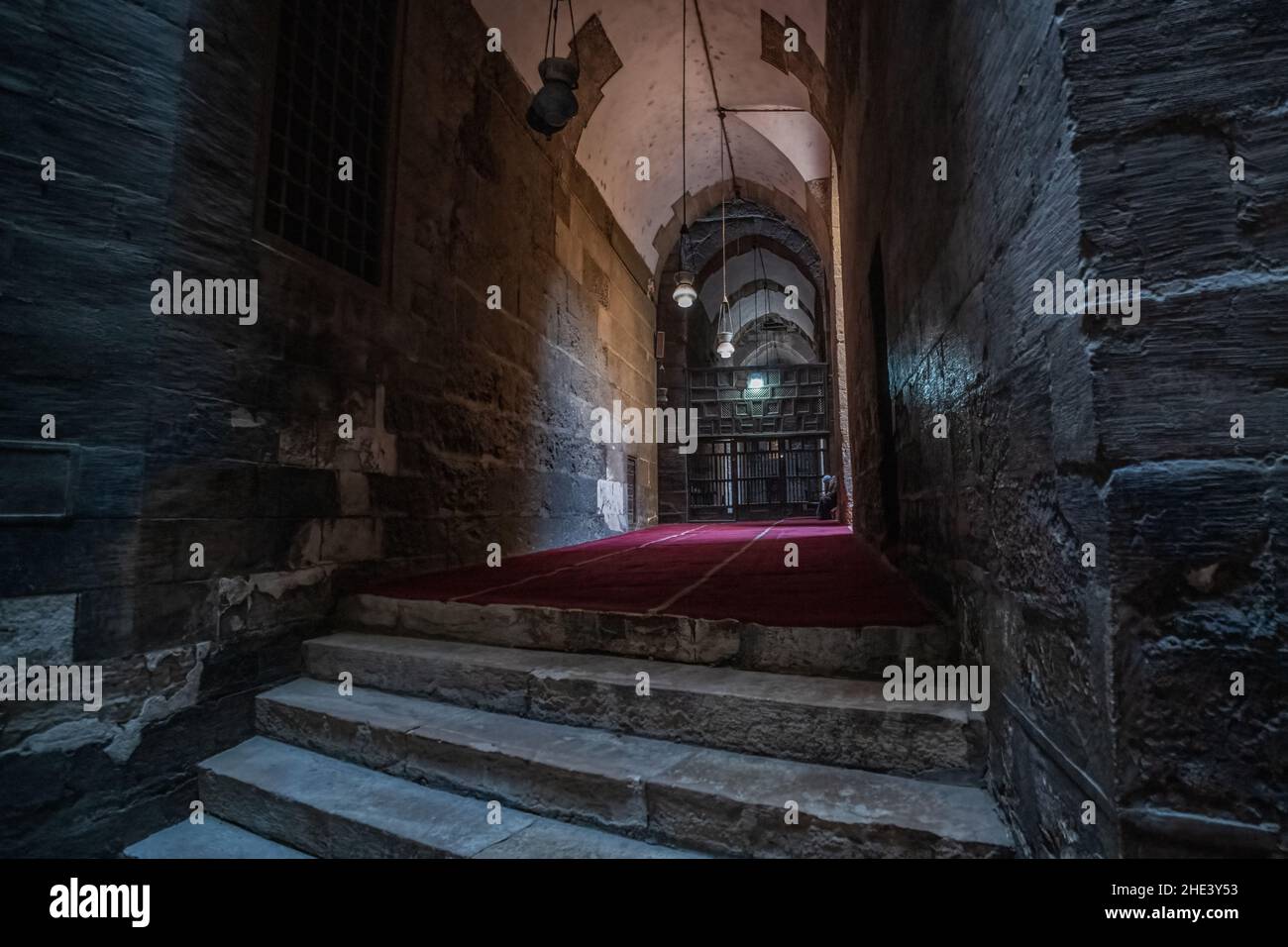 An entry into the Mosque of al Sultan Hassan in Cairo, an ancient ...