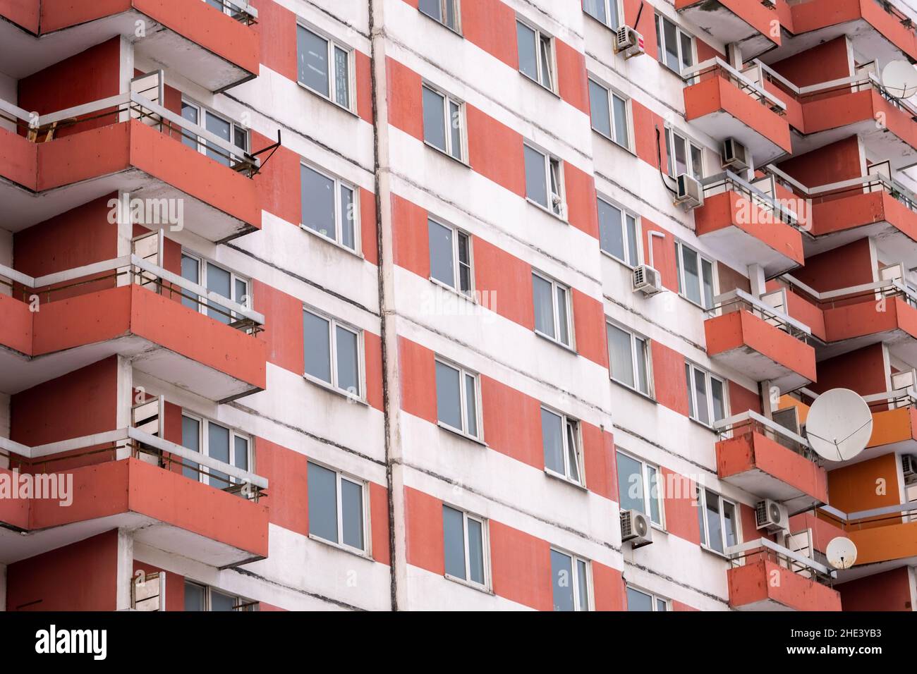 Fragment of a Moscow panel residental house build in the soviet period ...