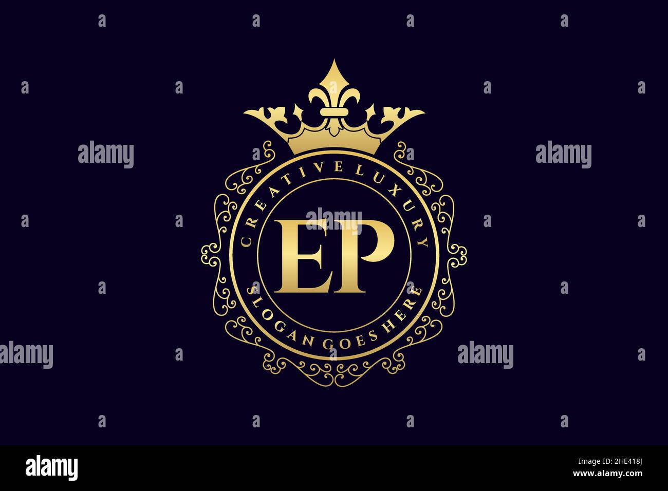 EP Initial Letter Luxury calligraphic feminine floral hand drawn heraldic monogram antique ...