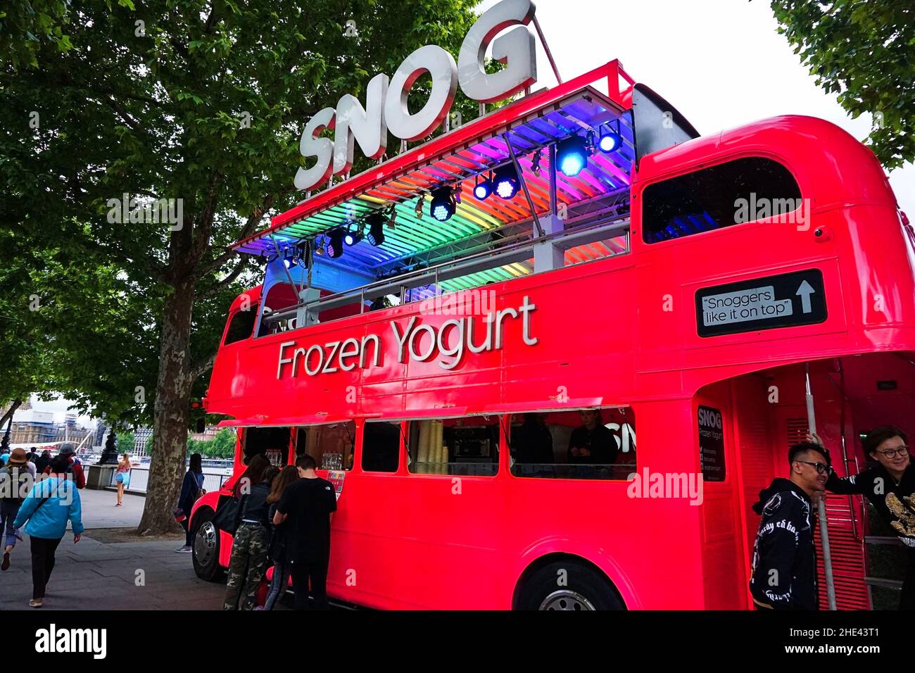 SNOG Frozen Yogurt food bus at the Jubilee garden, London, England ...