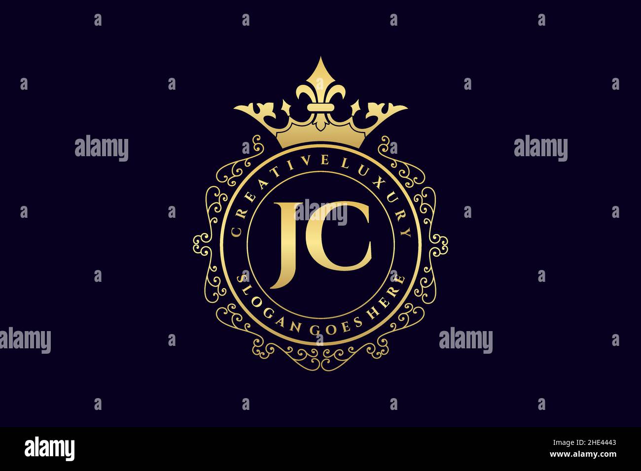 JC Initial Letter Luxury calligraphic feminine floral hand drawn heraldic monogram antique ...