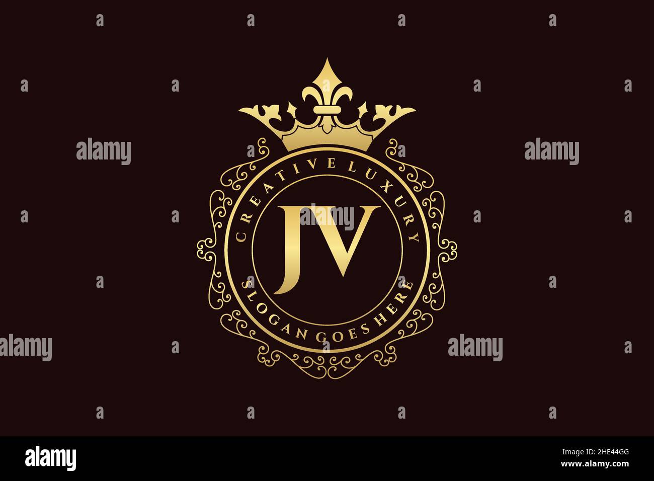 JV Initial Letter Luxury calligraphic feminine floral hand drawn ...