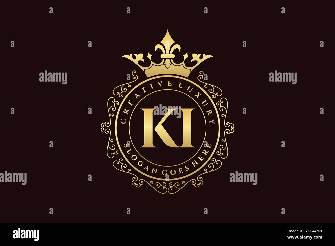 KI Initial Letter Luxury calligraphic feminine floral hand drawn ...