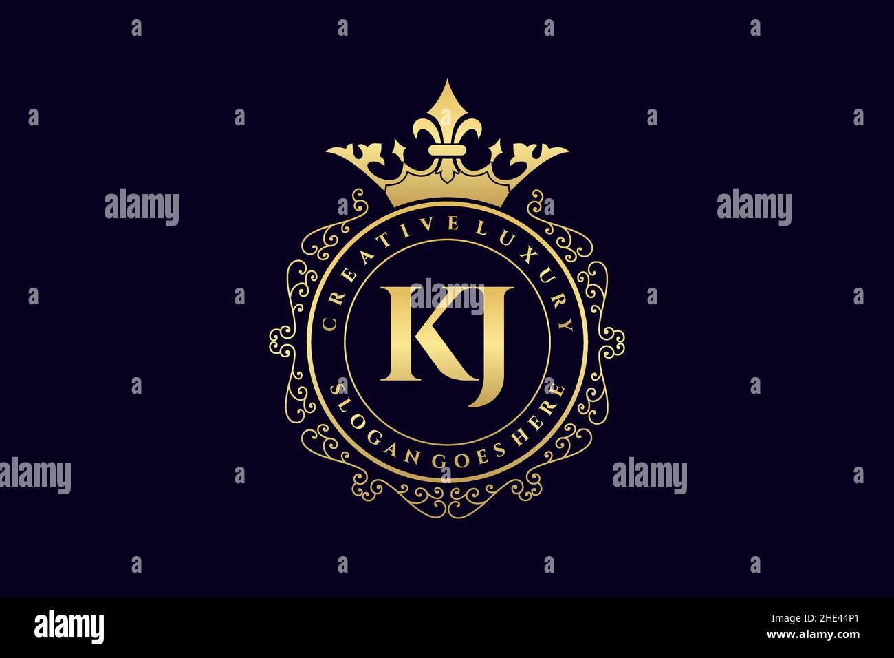 KJ Initial Letter Luxury calligraphic feminine floral hand drawn ...