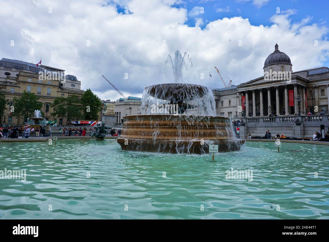 A Fountain at the Trafalgar Square at Westminster, London, England ...