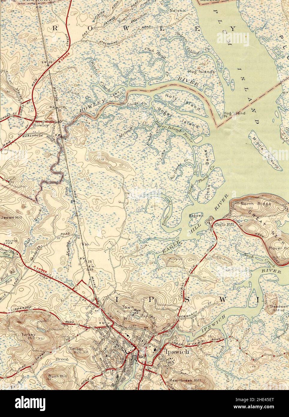 Rowley River (Massachusetts) map Stock Photo - Alamy