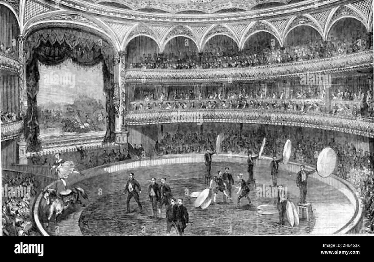 Royal Amphitheatre act ILN 1867 Stock Photo - Alamy