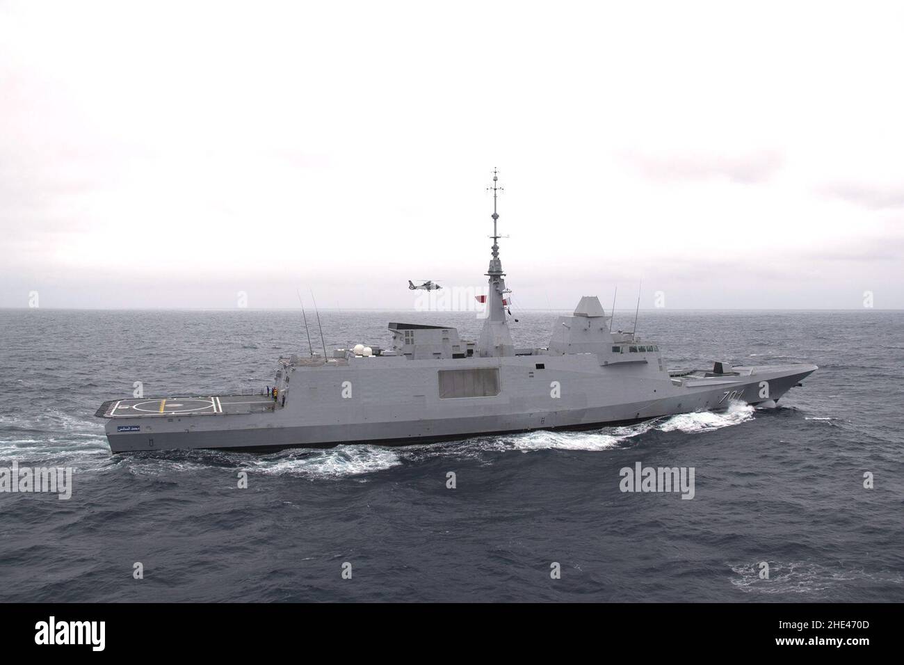 Royal Moroccan Navy frigate Mohammed VI (701) underway in the Atlantic ...