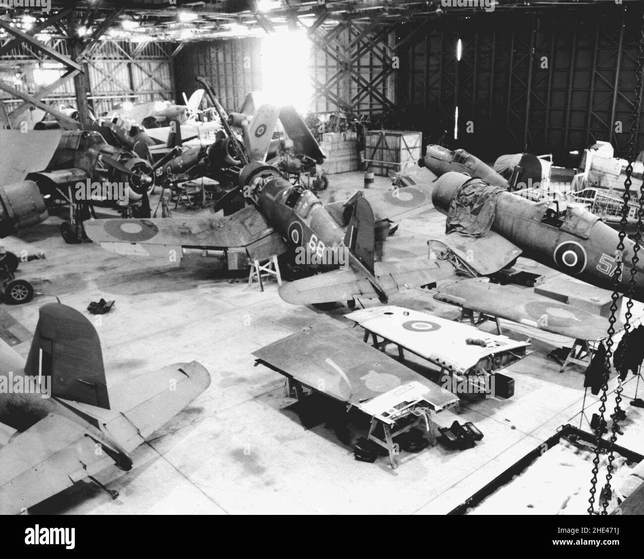 Royal Navy aircraft in hangar at NAS Brunswick in 1944 Stock Photo - Alamy