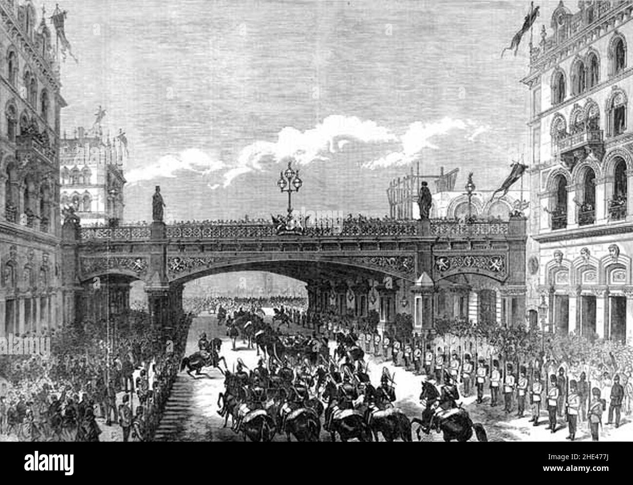 Royal Procession under the Holborn Valley Viaduct, 1869 ILN Stock Photo ...