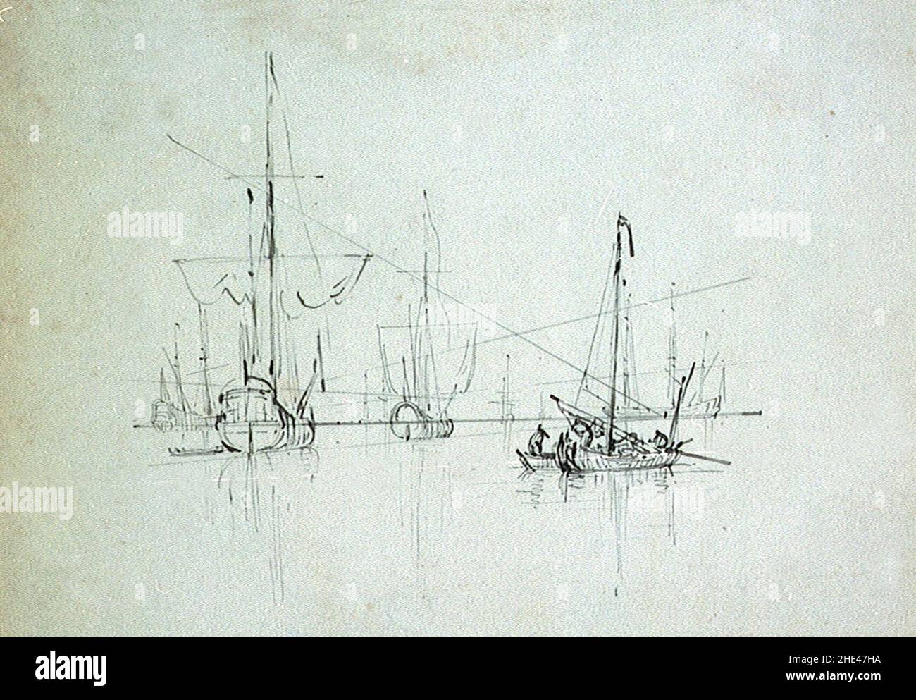 Royal yachts and a galliot at anchor in a calm Stock Photo - Alamy