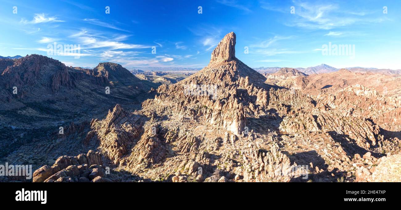 Panoramic View Weavers Needle Rock Formation. Superstition Mountains ...