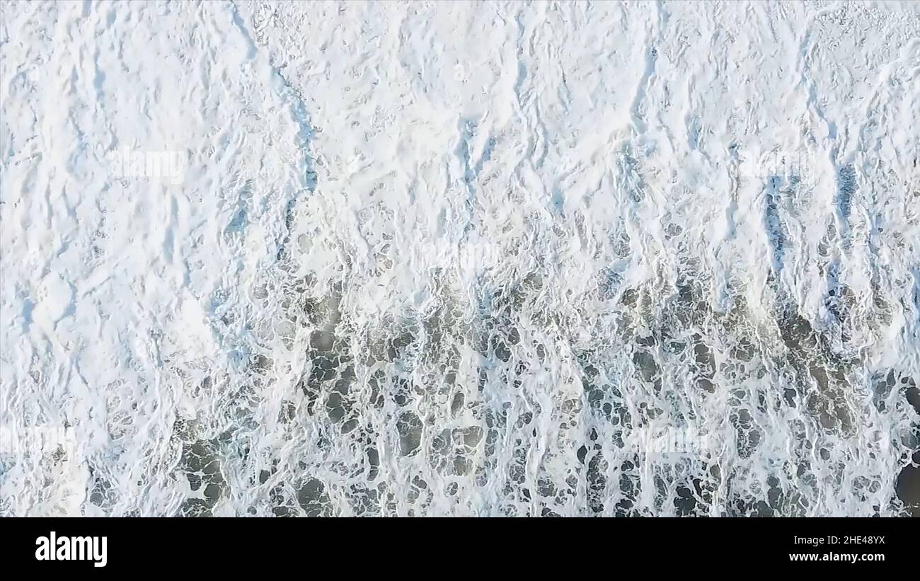 Top view on sea waves. Sea waves and foam from a cruise ship. Texture ...