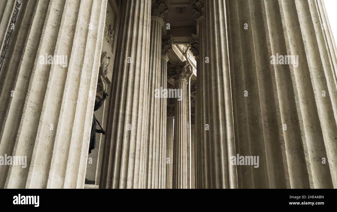 Corinthian columns of Kazan Cathedral, Saint-Petersburg, Russia. Bottom view of the beautiful ...