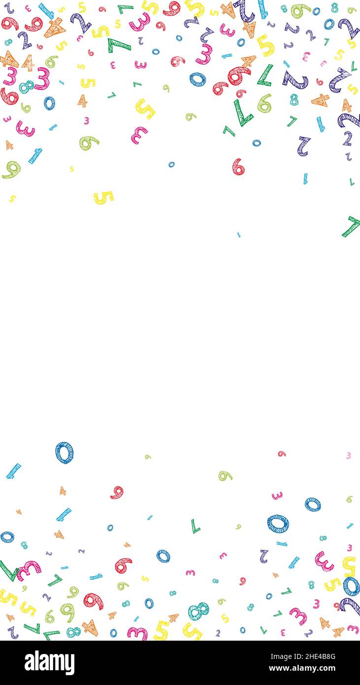 Falling colorful messy numbers. Math study concept with flying digits ...
