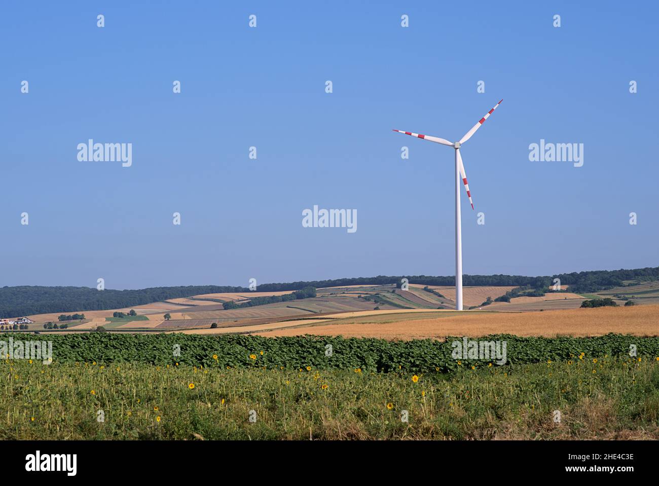 Wind mill and agriculture land, Europe, Austria Stock Photo - Alamy