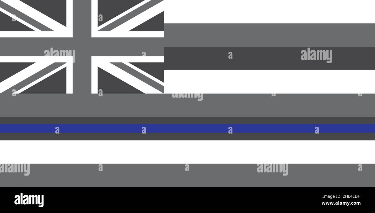 Top view of blue line flag of Hawaii state, Usa. United states of ...