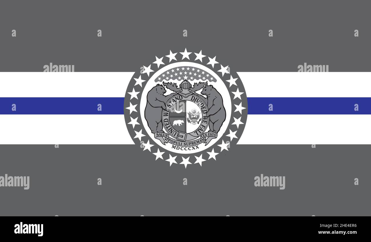 Top view of blue line flag of Missouri state, Usa. United states of ...