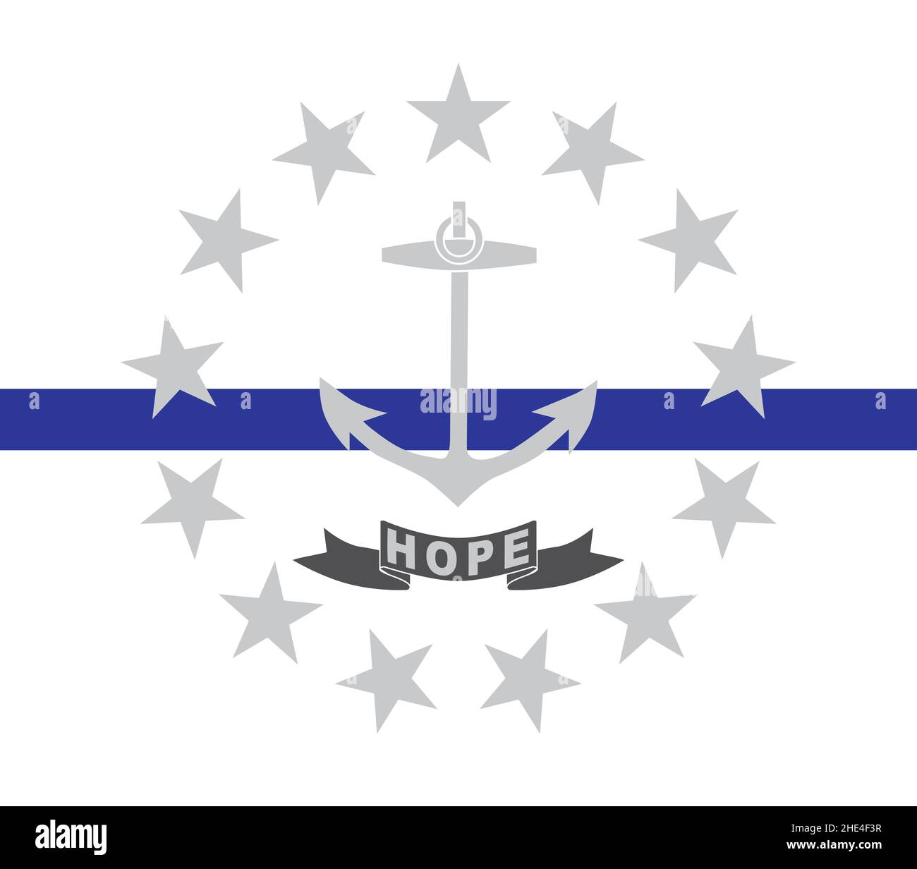 Top view of blue line flag of Rhode Island state, Usa. United states of ...