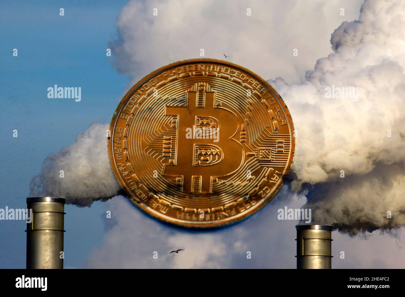 Cryptocurrency and power energy concept. Illustrative content ...