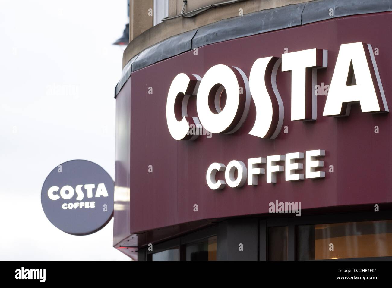 A close-up of a Costa Coffee sign Stock Photo - Alamy