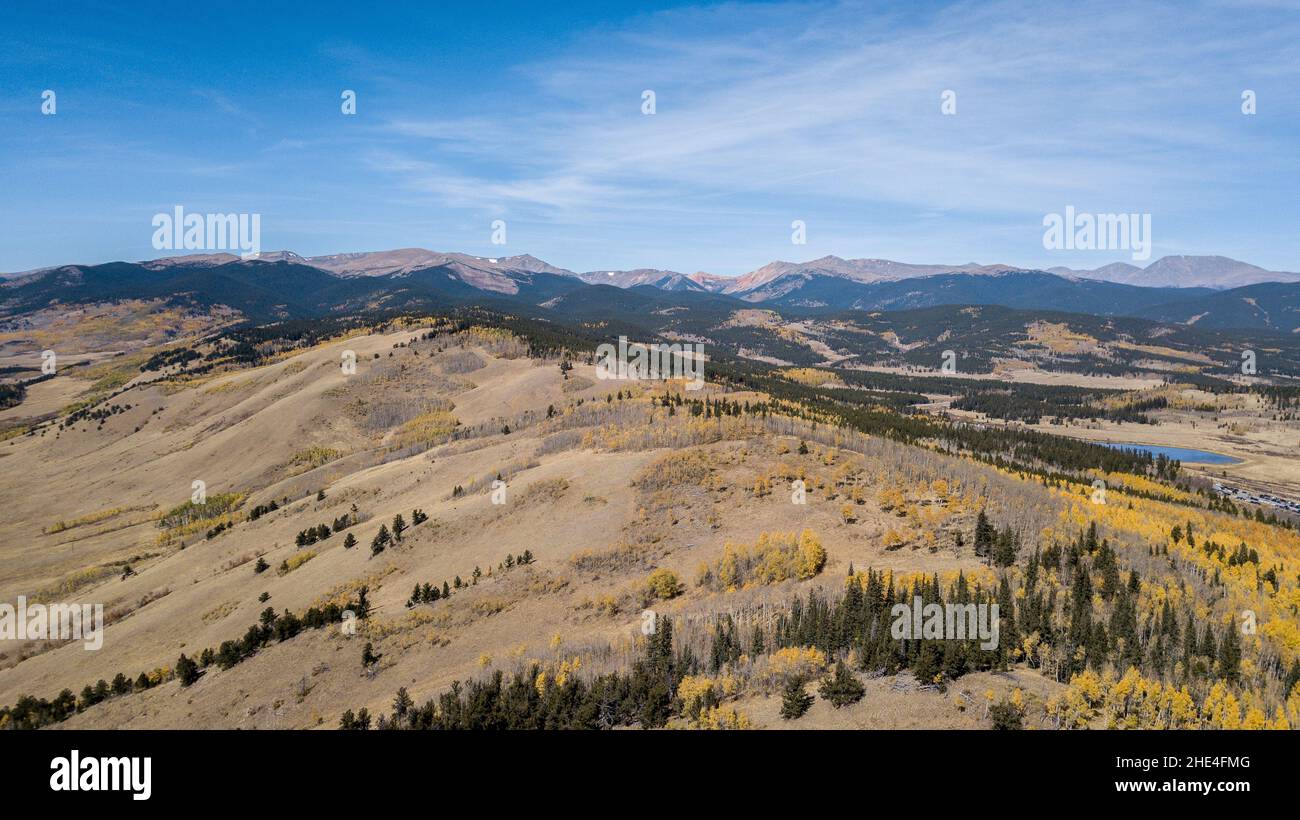Scenic landscape with aspens in the area of the Rockies near Denver ...
