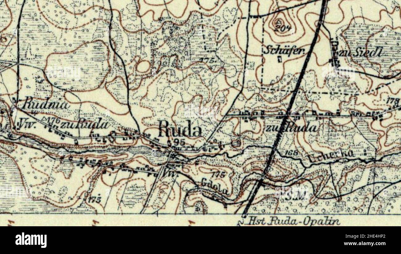 Ruda na mapie Rosji Zachodniej, 1915 r Stock Photo - Alamy