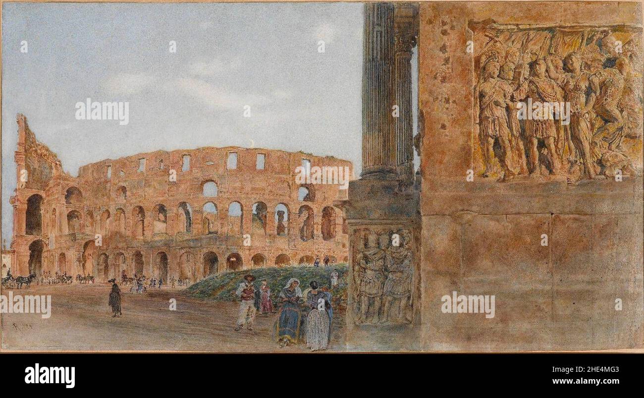 Rudolf von Alt Rom Blick vom Konstantinsbogen auf das Kolosseum Stock ...