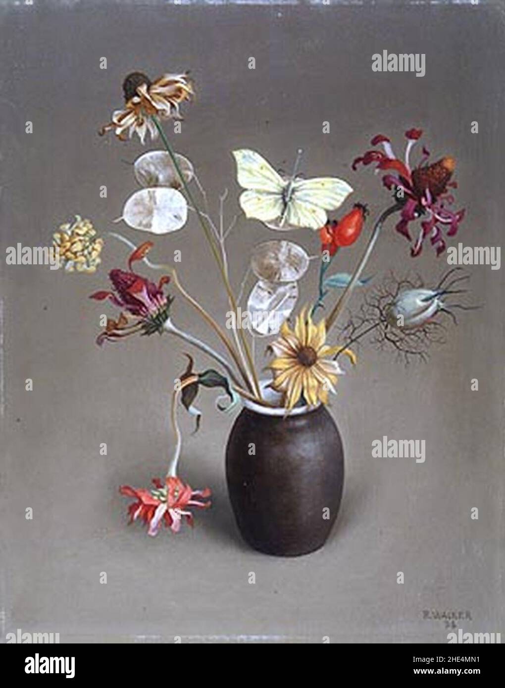 Rudolf Wacker Herbststräusschen mit Zitronenfalter 1936 Stock Photo - Alamy