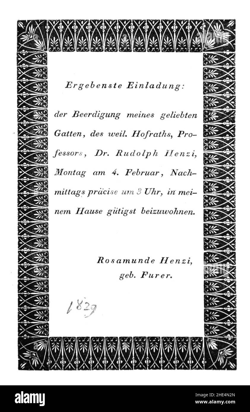 Rudolph Henzi Beerdigung 1829 Stock Photo - Alamy