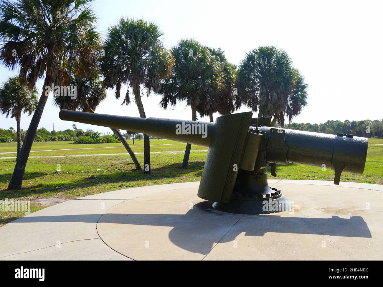 A long and large cannon near Fort Desoto Park, St Petersburg, Florida ...