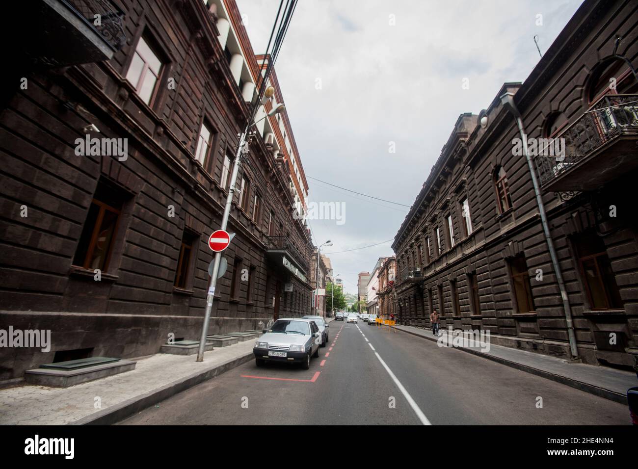 Old traditional buildings in an old district and a narrow street ...