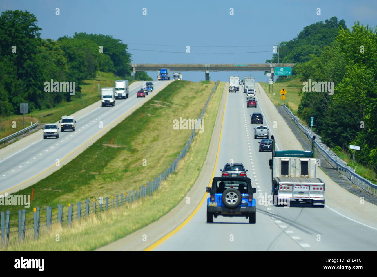 Pennsylvania, U.S.A - August 21, 2021 - The view of traffic on ...