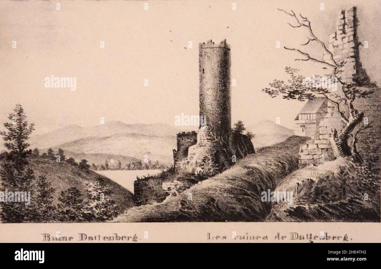 Ruine Dattenberg aime henry 1830 Stock Photo - Alamy