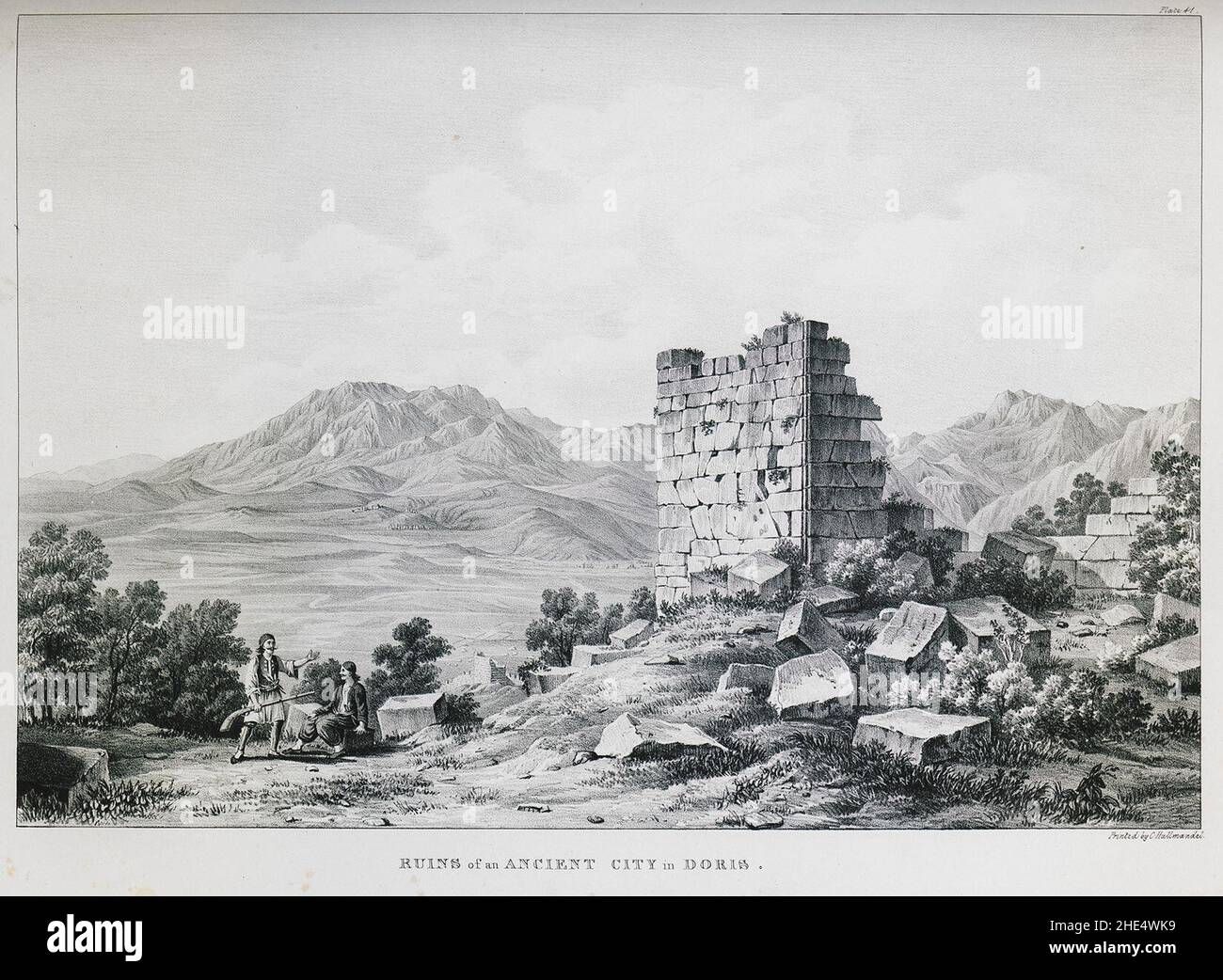Ruins of an ancient city in Doris - Dodwell Edward - 1834 Stock Photo ...