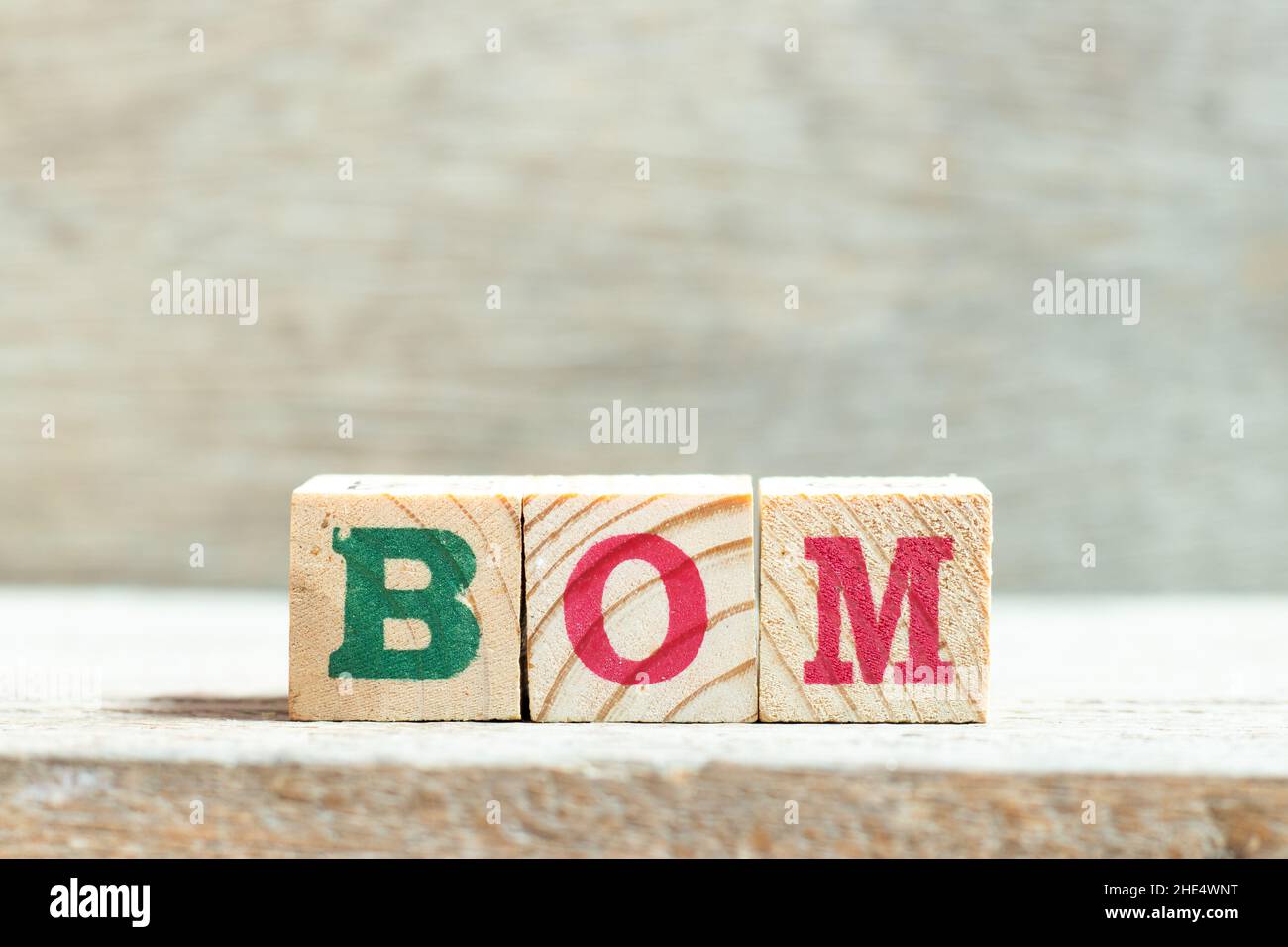 Alphabet letter block in word BOM (abbreviation of bill of materials ...