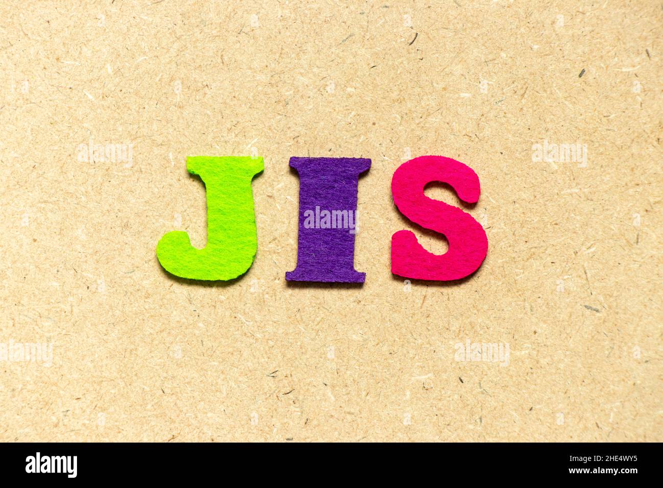 Color cloth alphabet letter in word JIS (abbreviation of Just in ...