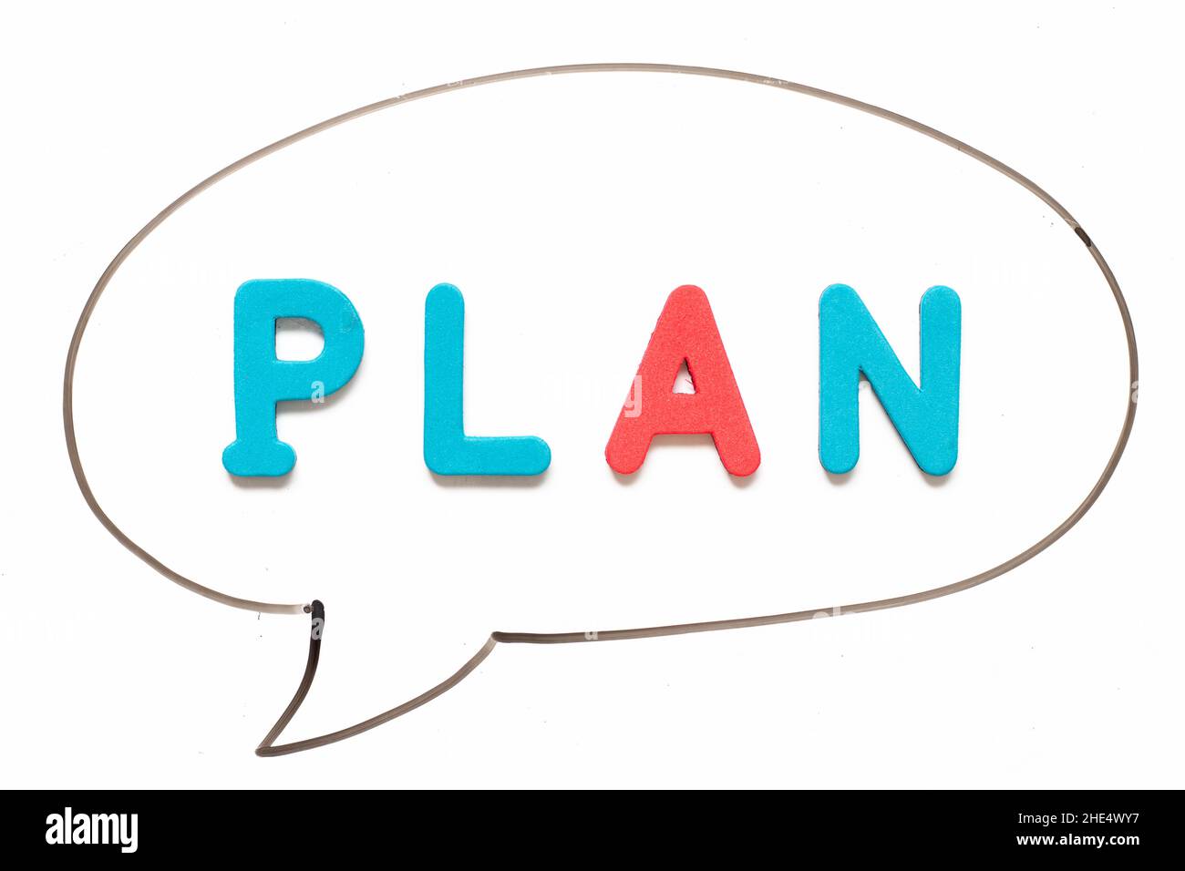 Alphabet letter with word plan in black line hand drawing as bubble ...