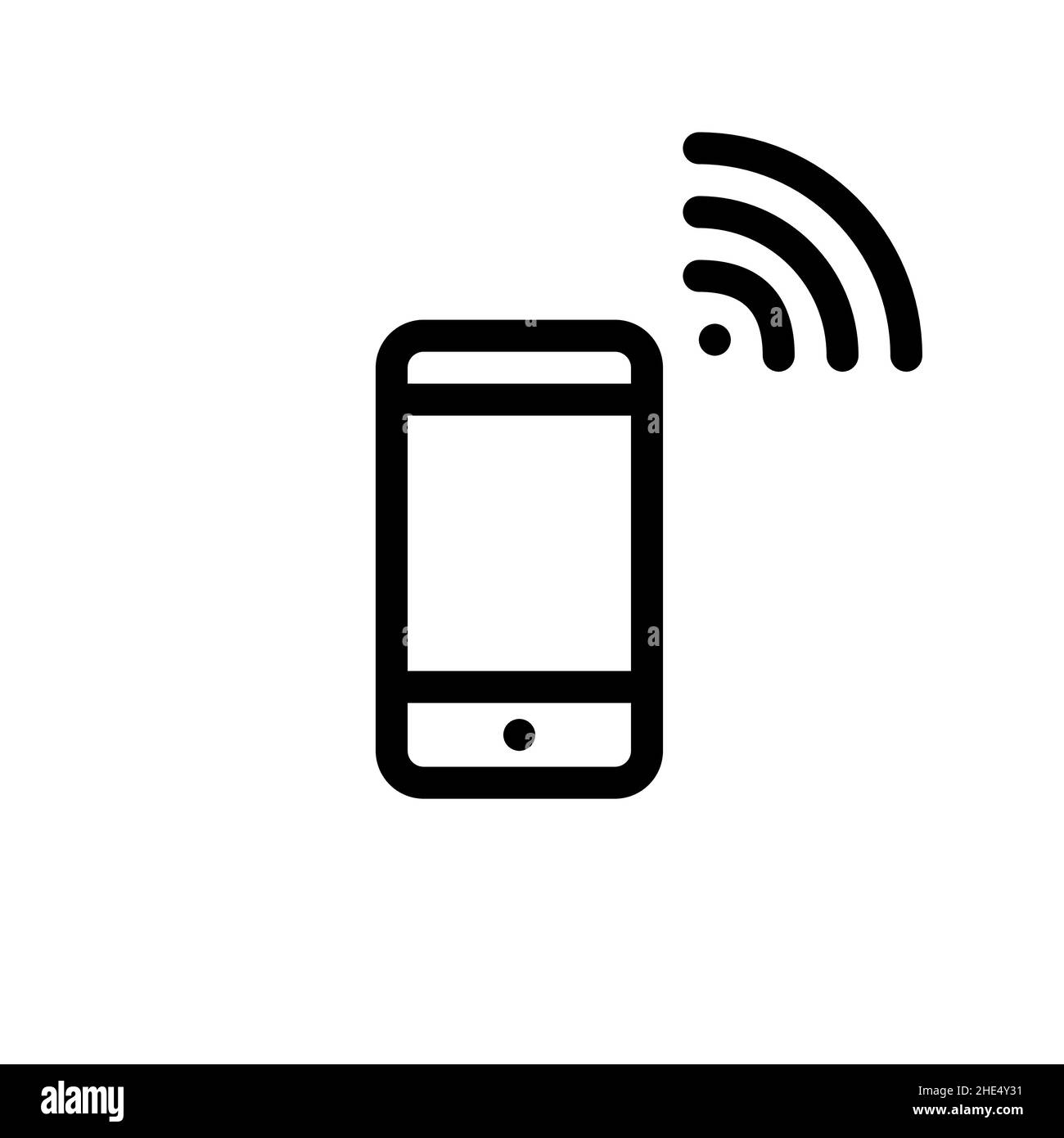 Smartphone with wifi symbol. Minimal line art pixel perfect, editable ...