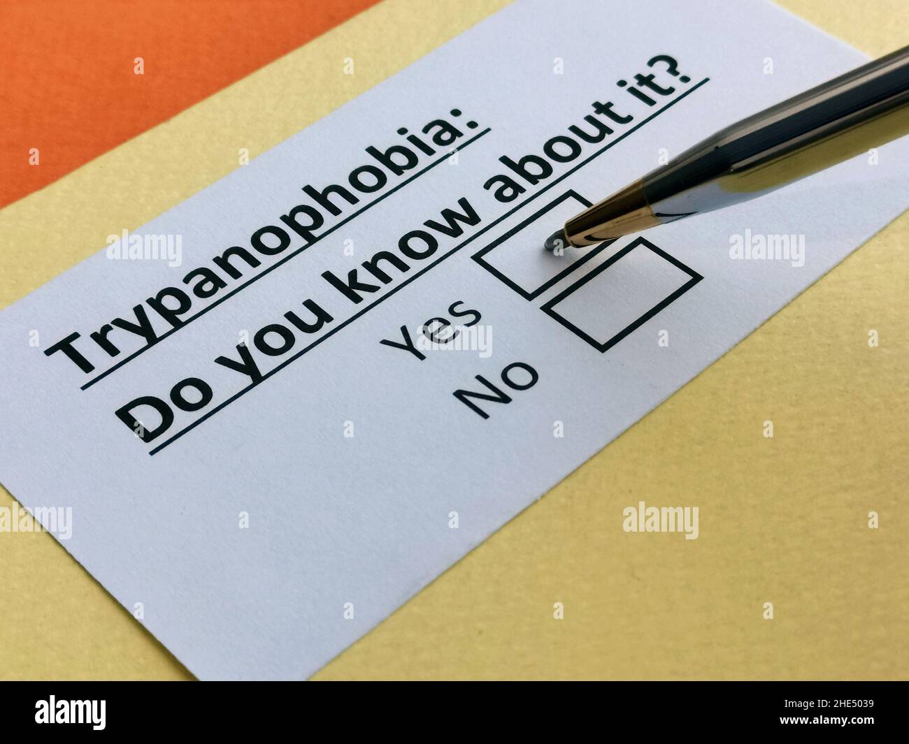 One person is answering question about trypanophobia Stock Photo - Alamy